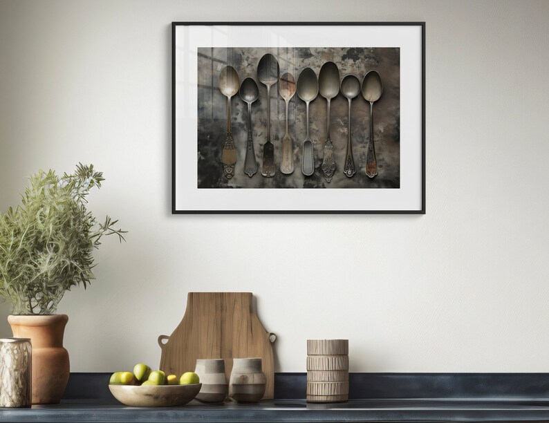 Antique Spoon Collection Art Print: Elegant Silverware Photography ...