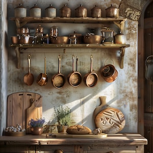 Copper Charm Rustic Kitchen Elegance Art Print Antique Copperware ...