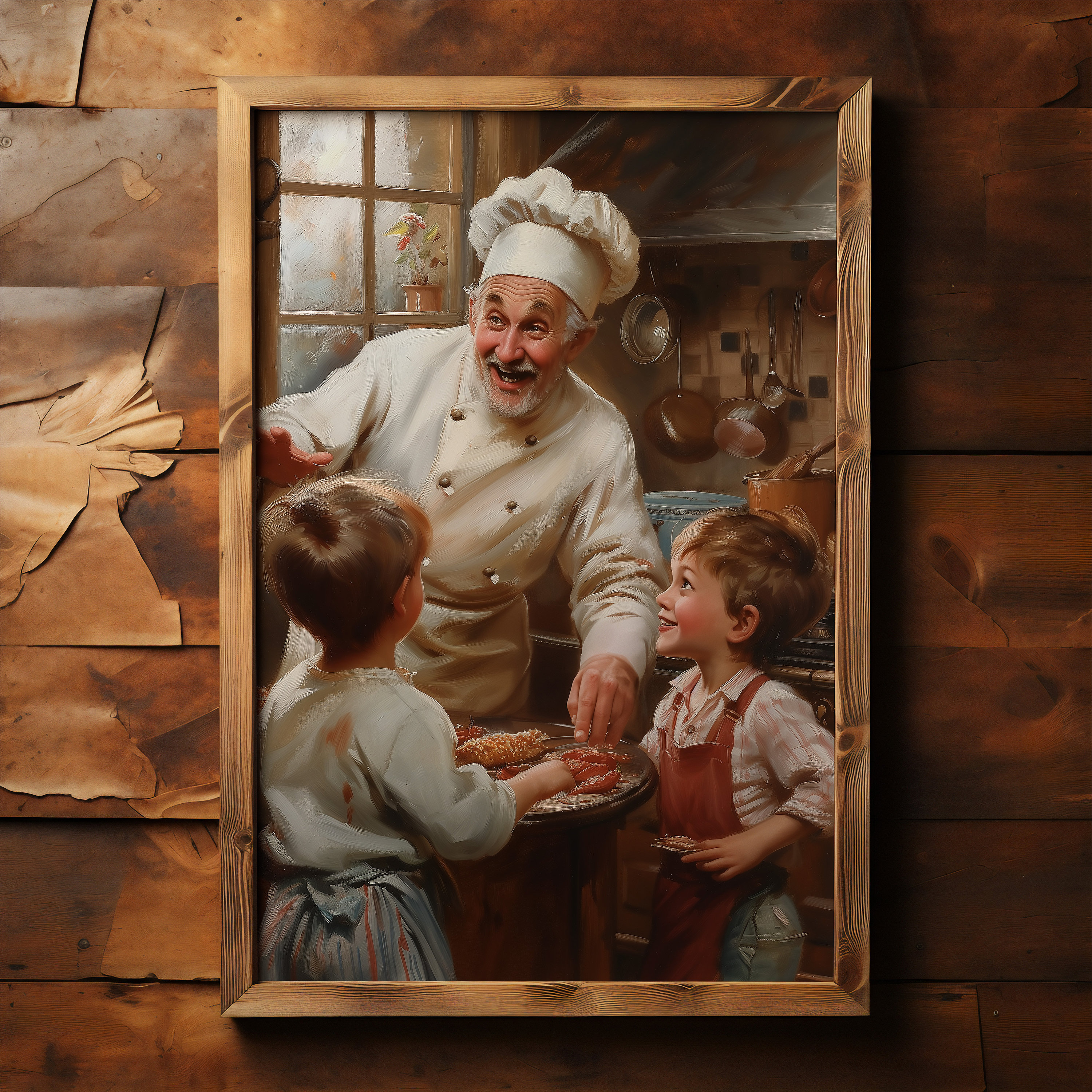 Joyful Moments in the Kitchen: 'surprise Chef' - Heartwarming Culinary Art Print, Vintage Chef ...