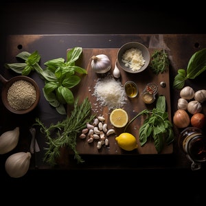 Gourmet Ingredients Still Life Photography: Rustic Kitchen Art (digital ...