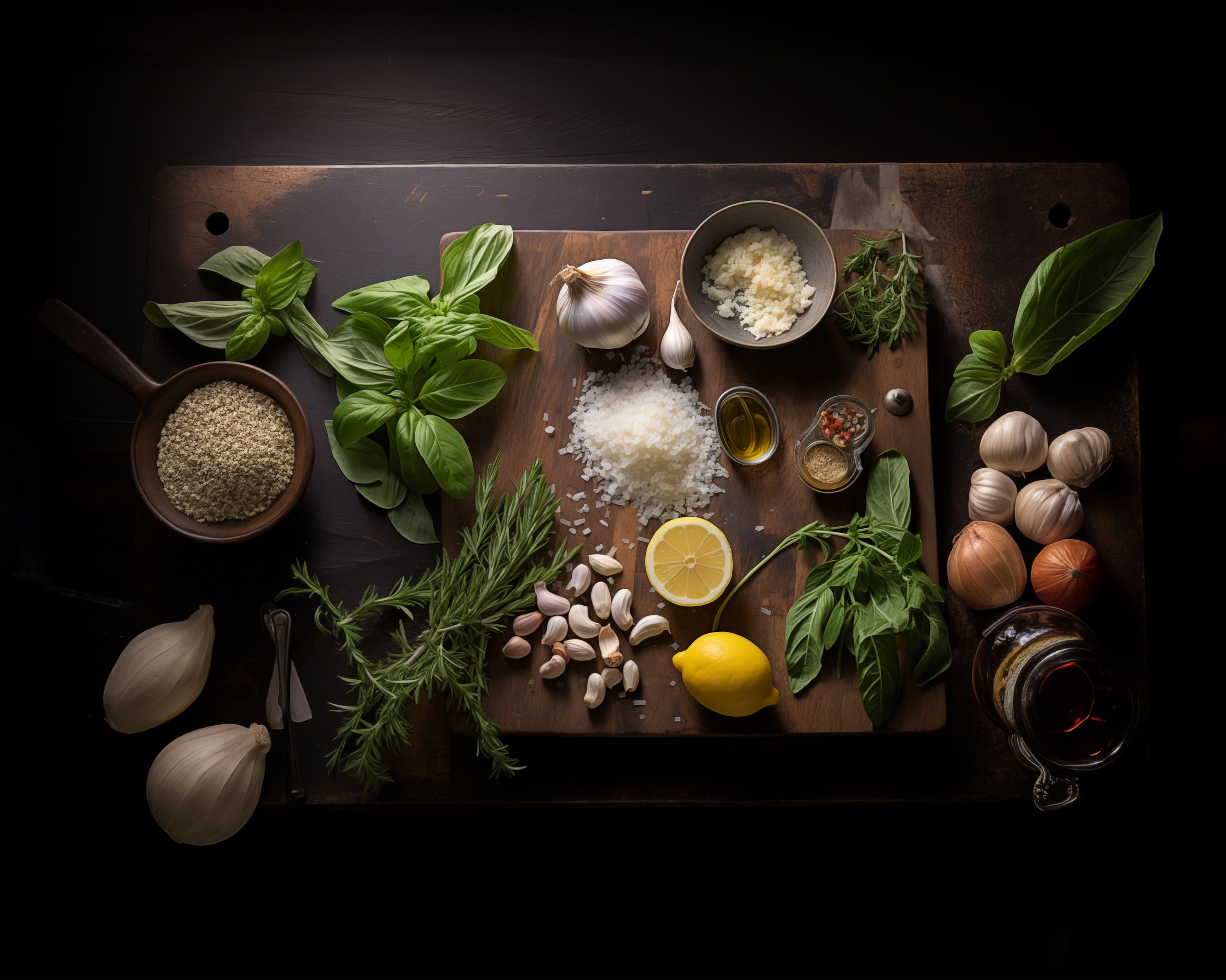 Gourmet Ingredients Still Life Photography: Rustic Kitchen Art (digital ...