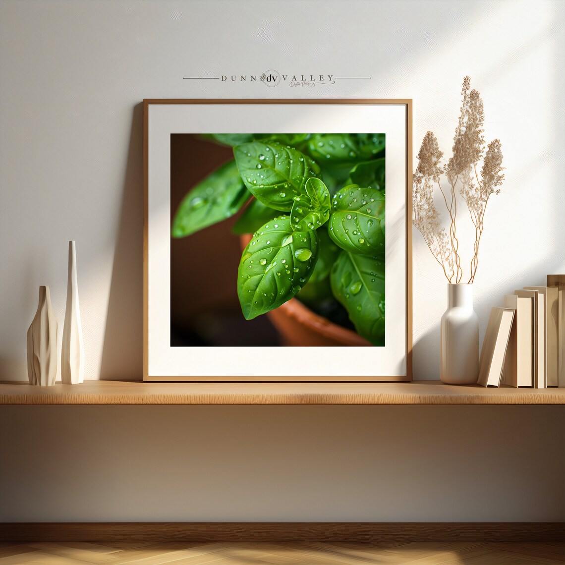 Basil Dew Fresh Herb Leaf Art Culinary Kitchen Wall Decor Square ...