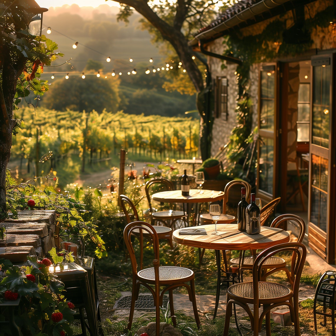 Tuscany Vineyard Terrace Print: Italian Sunset Ambiance (digital ...