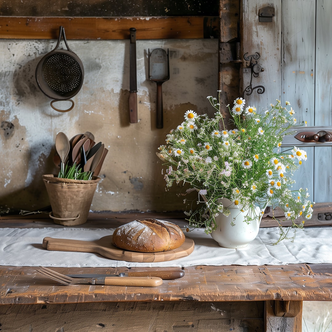 Farmhouse Freshness - Rustic Kitchen Charm - Fresh Baked Bread and ...