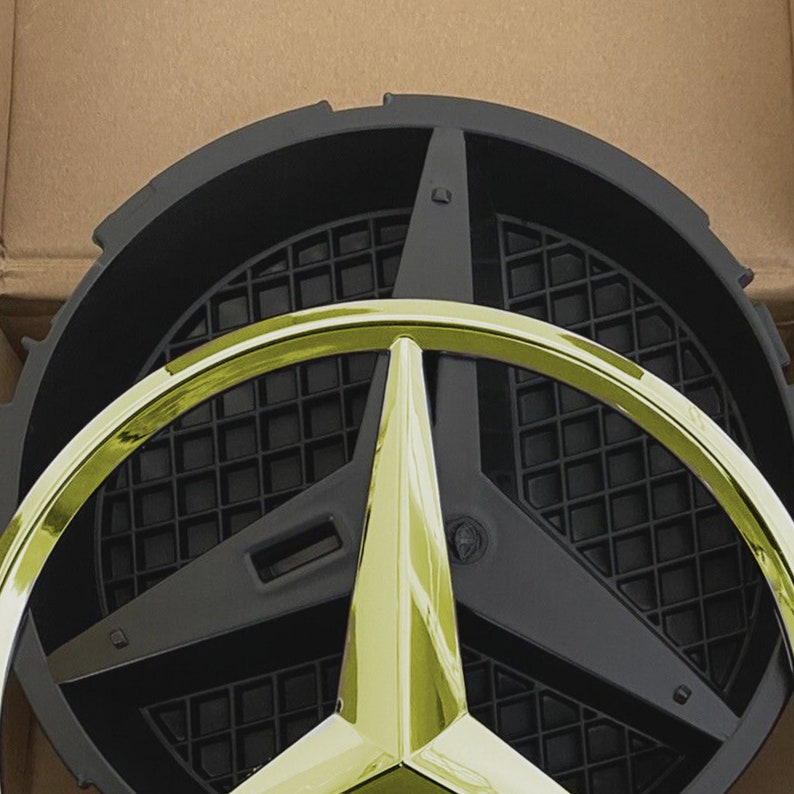 24ct Gold Plated Mercedes Badge Star Emblem With Base 24K Gold Plated ...
