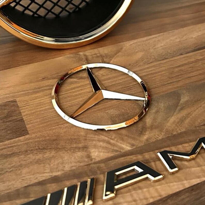 24ct Gold Plated Mercedes Benz Star Badge Rear Boot Emblem 24K Gold ...