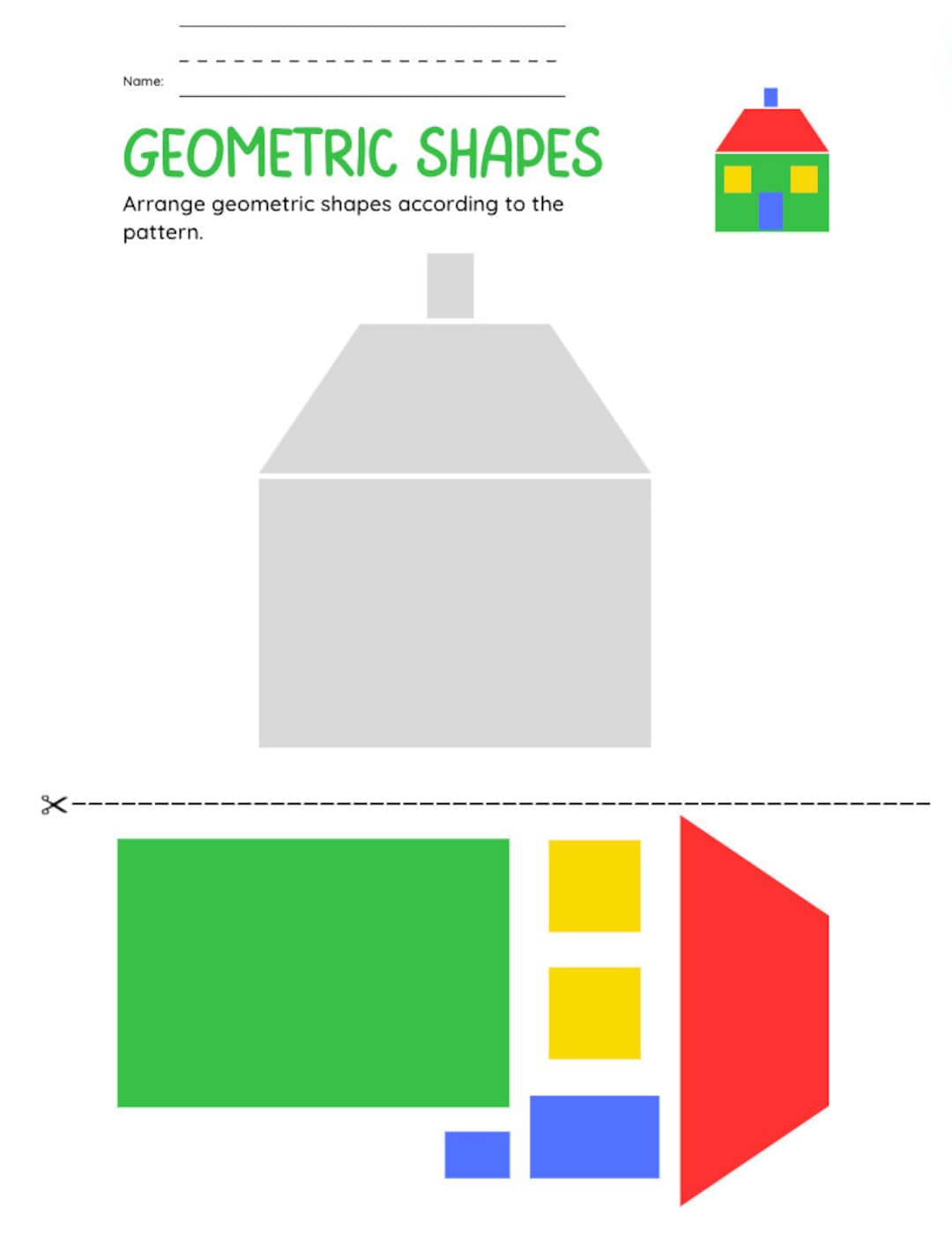 Geometric Shape Puzzle Worksheet - Etsy