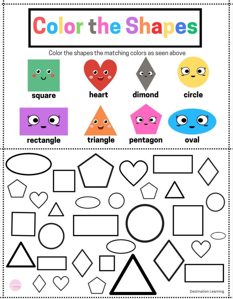 Shape Recognition Worksheets - Etsy