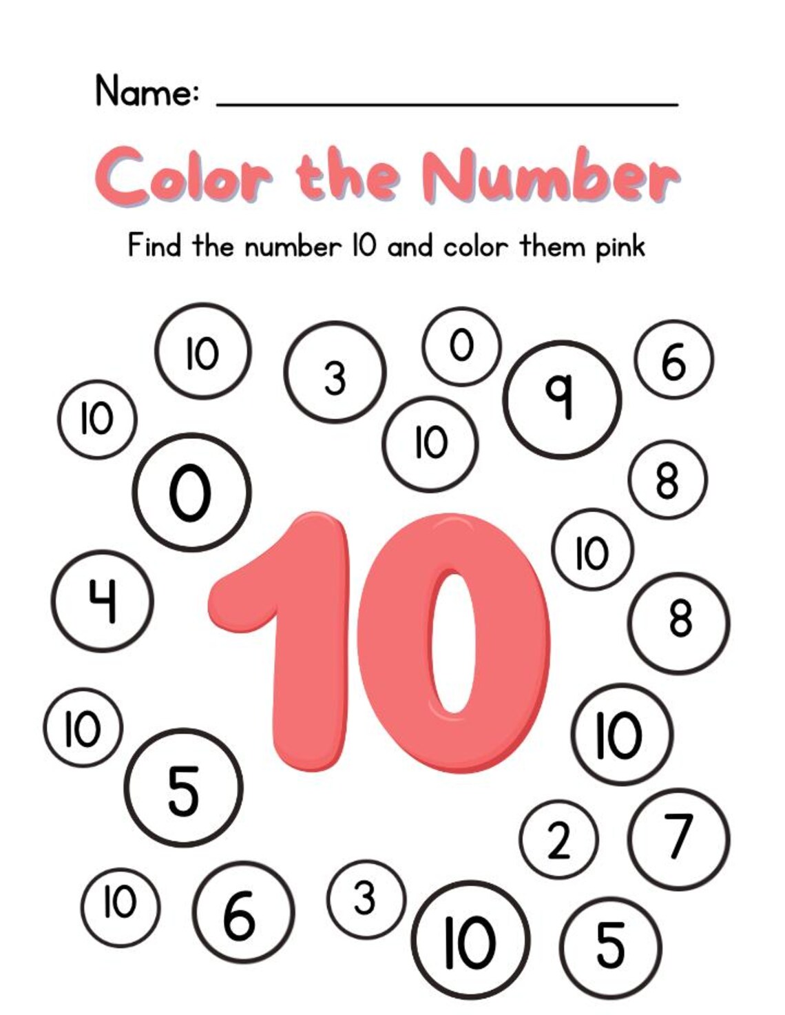 Number Bubble Practice Worksheets - Etsy