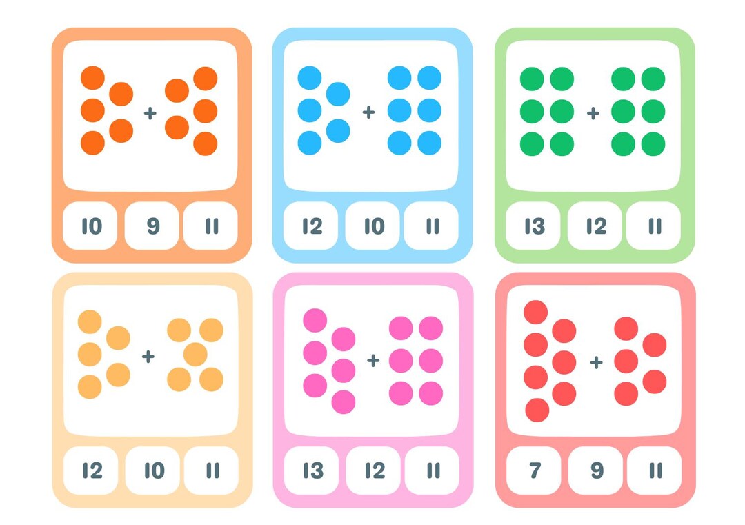 Colorful Addition Object Flashcards - Etsy