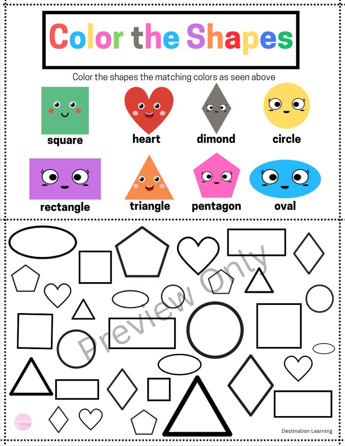 Shape Recognition Worksheets - Etsy