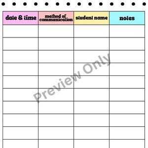 Weekly Communication Log – Teacher & Parent Contact Tracker - Etsy
