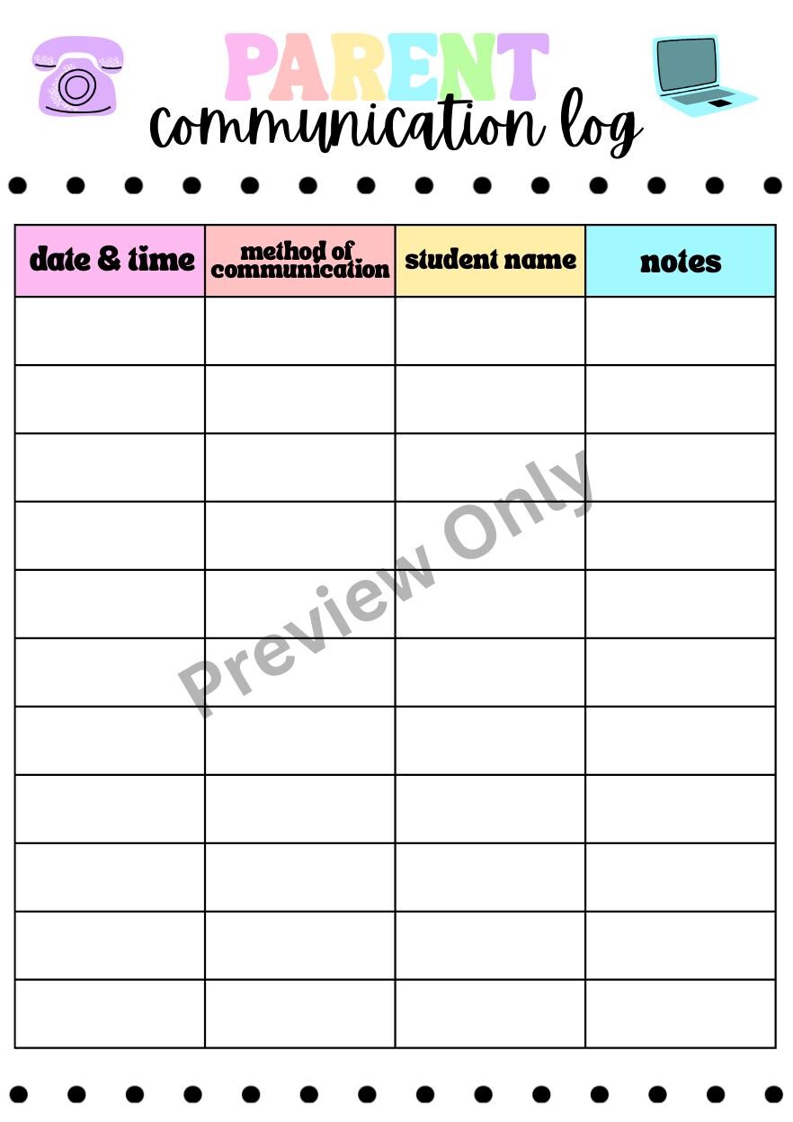 Weekly Communication Log – Teacher & Parent Contact Tracker - Etsy