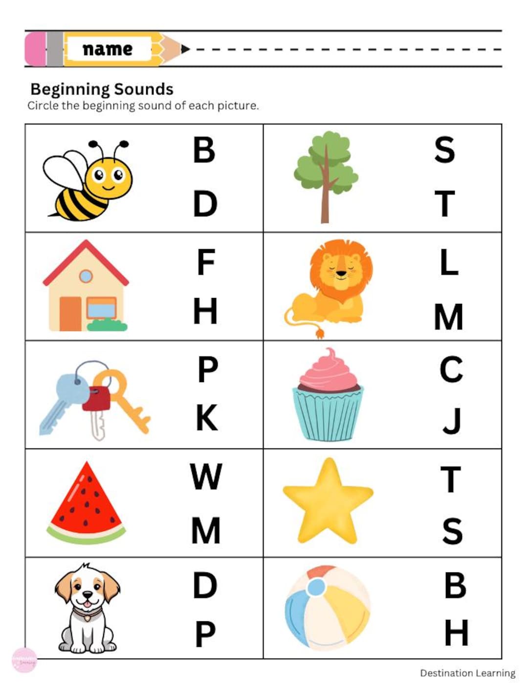 Letter Sound Matching Worksheets - Etsy