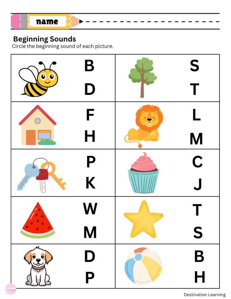Letter Sound Matching Worksheets - Etsy
