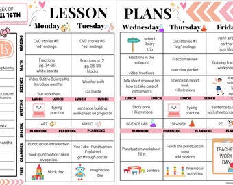 Weekly Lesson Plan Template for Daycare / Preschool / Pre-k ...