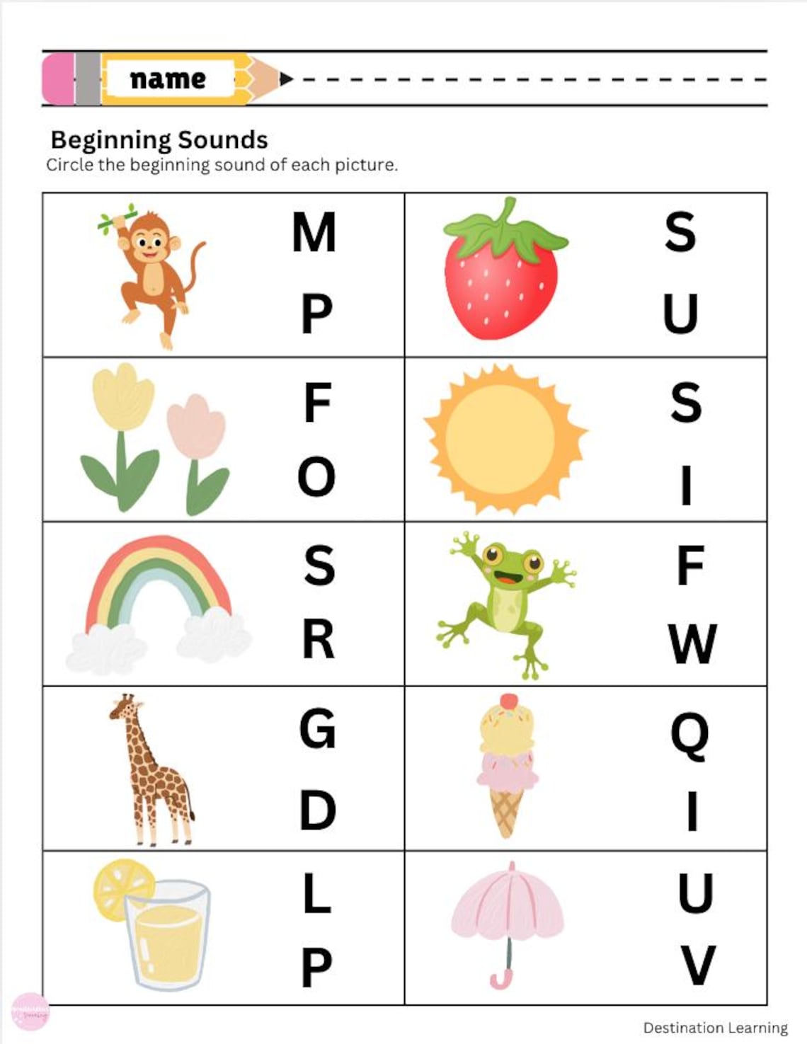 Letter Sound Matching Worksheets - Etsy