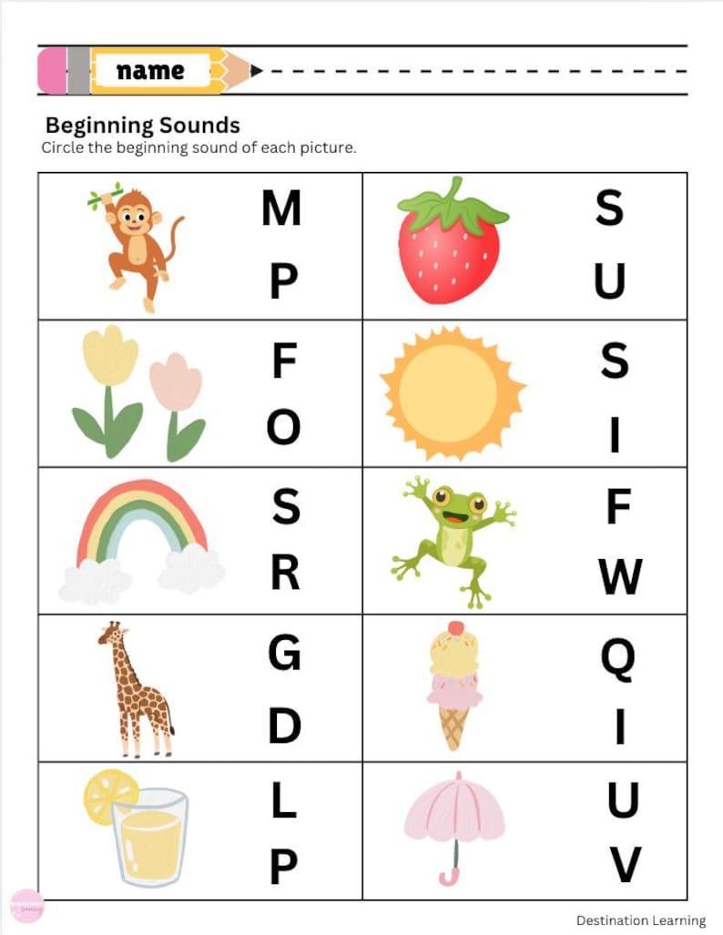 Letter Sound Matching Worksheets - Etsy
