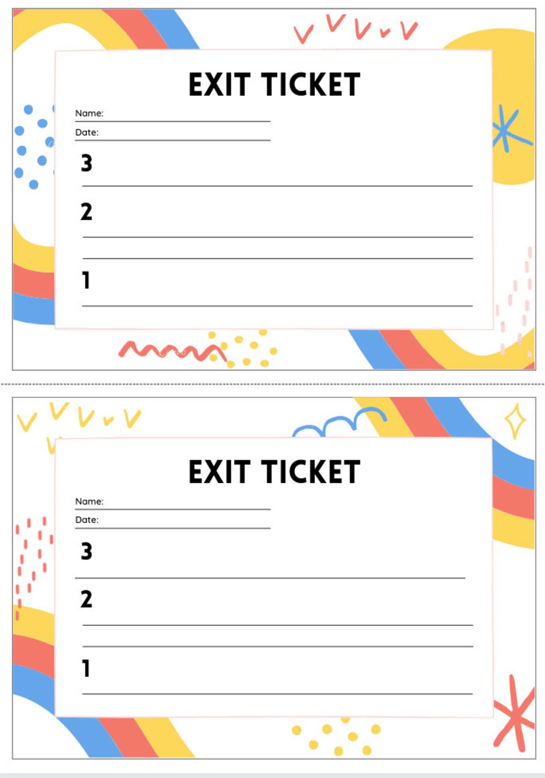 Editable Exit Ticket - Etsy