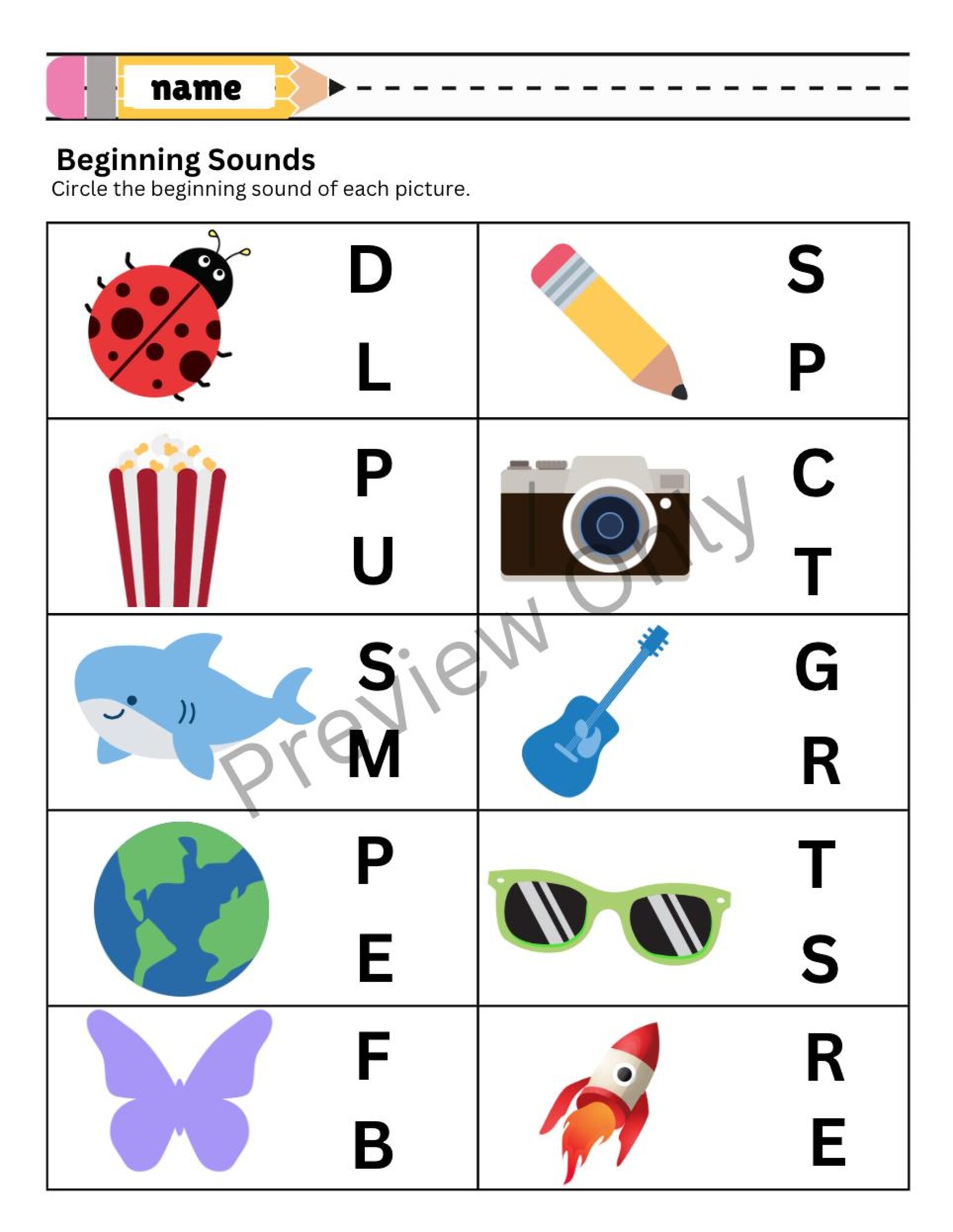Letter Sound Matching Worksheets - Etsy UK