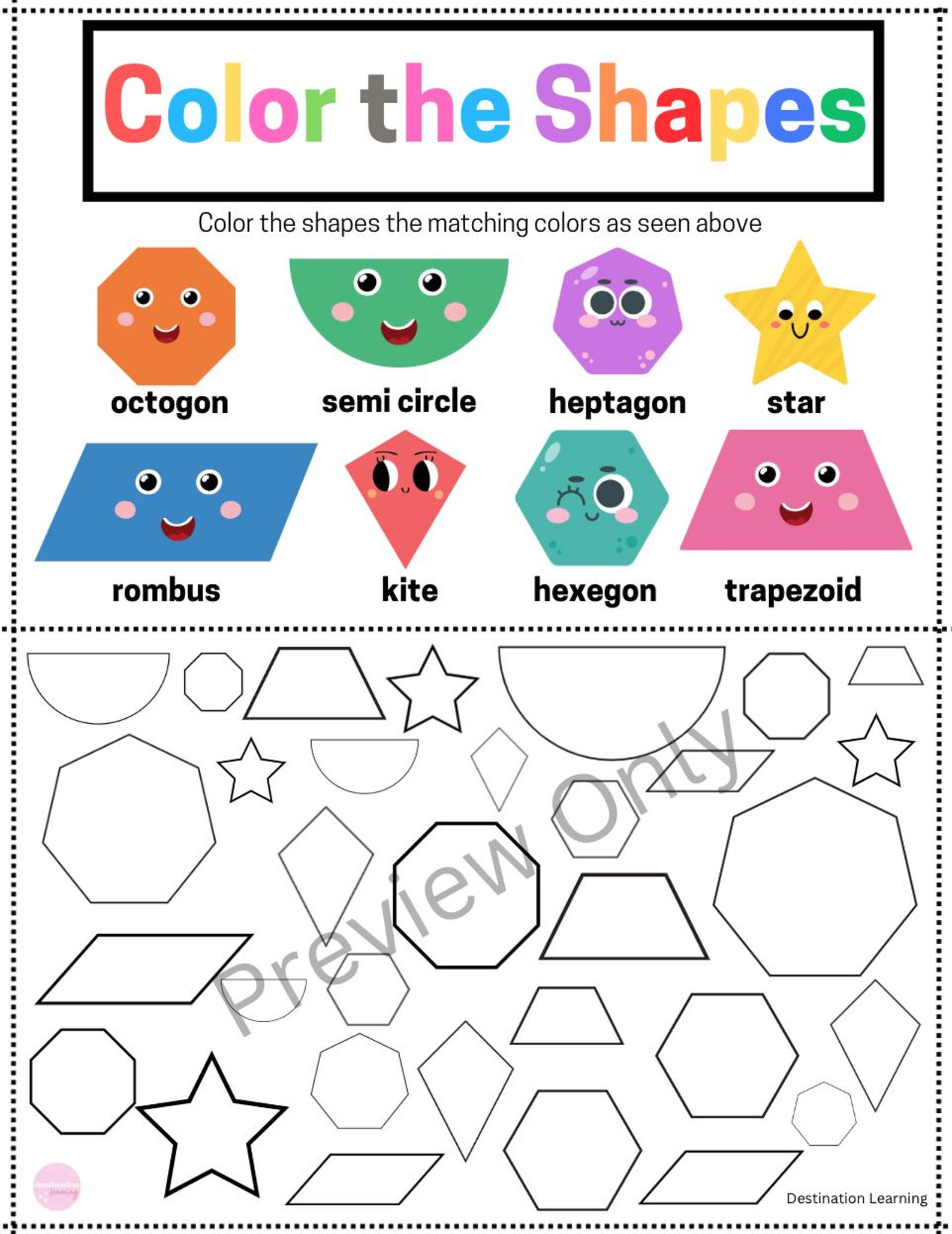 Shape Recognition Worksheets - Etsy