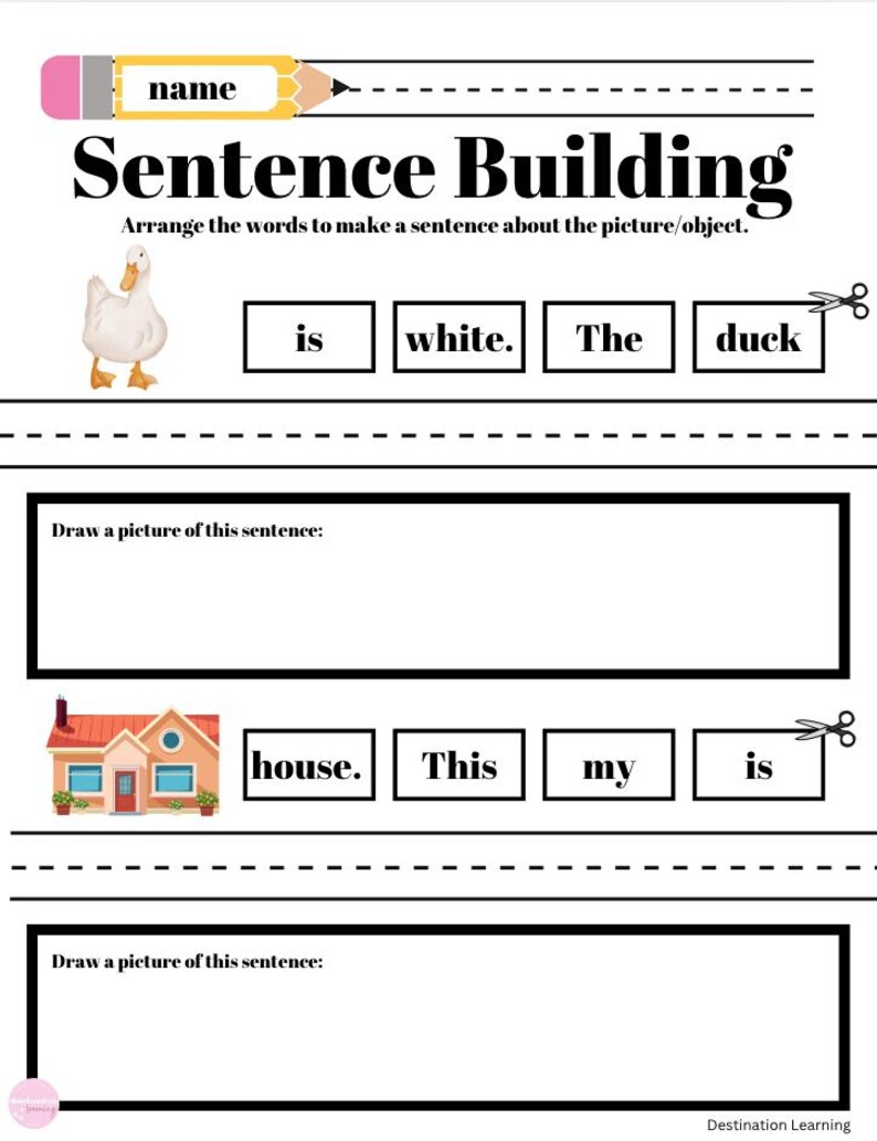 Sentence Building Worksheets - Etsy