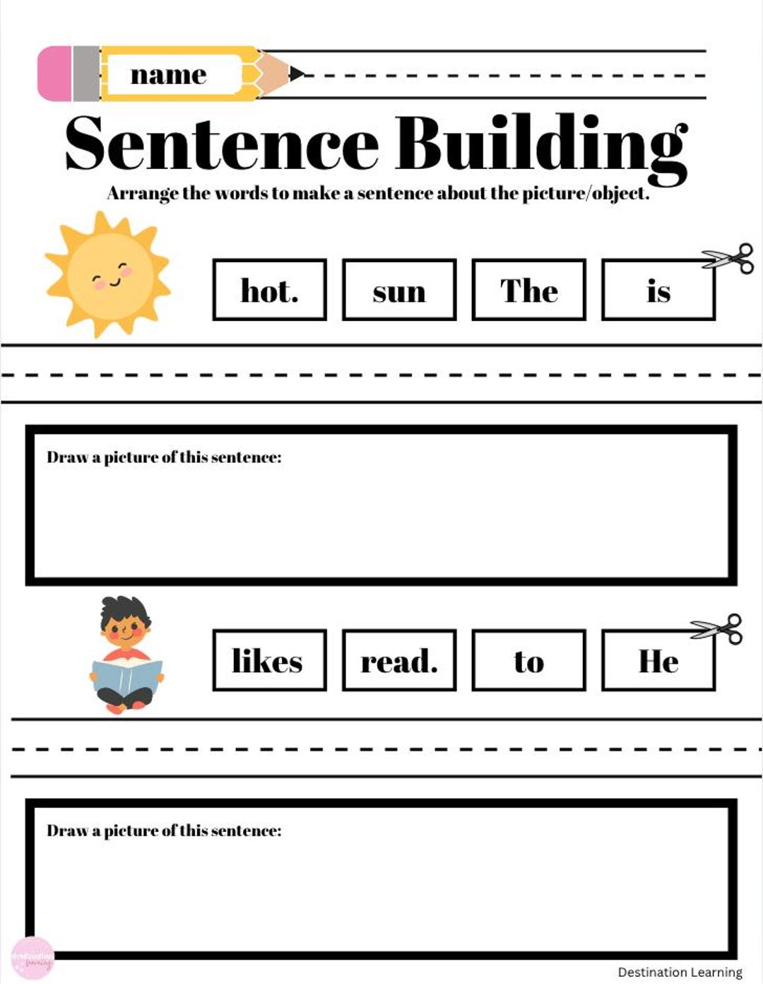 Sentence Building Worksheets - Etsy