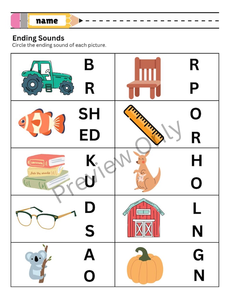 Letter Sound Matching Worksheets - Etsy