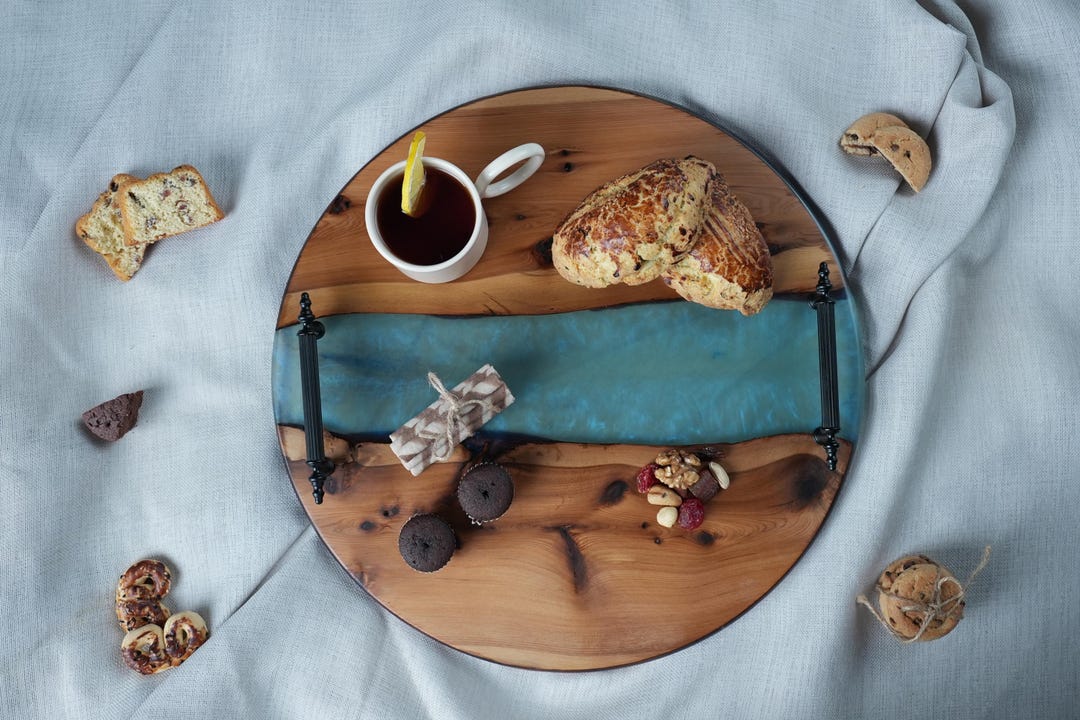 Unique Epoxy Serving Tray & Platter – Handcrafted From 300-year-old ...