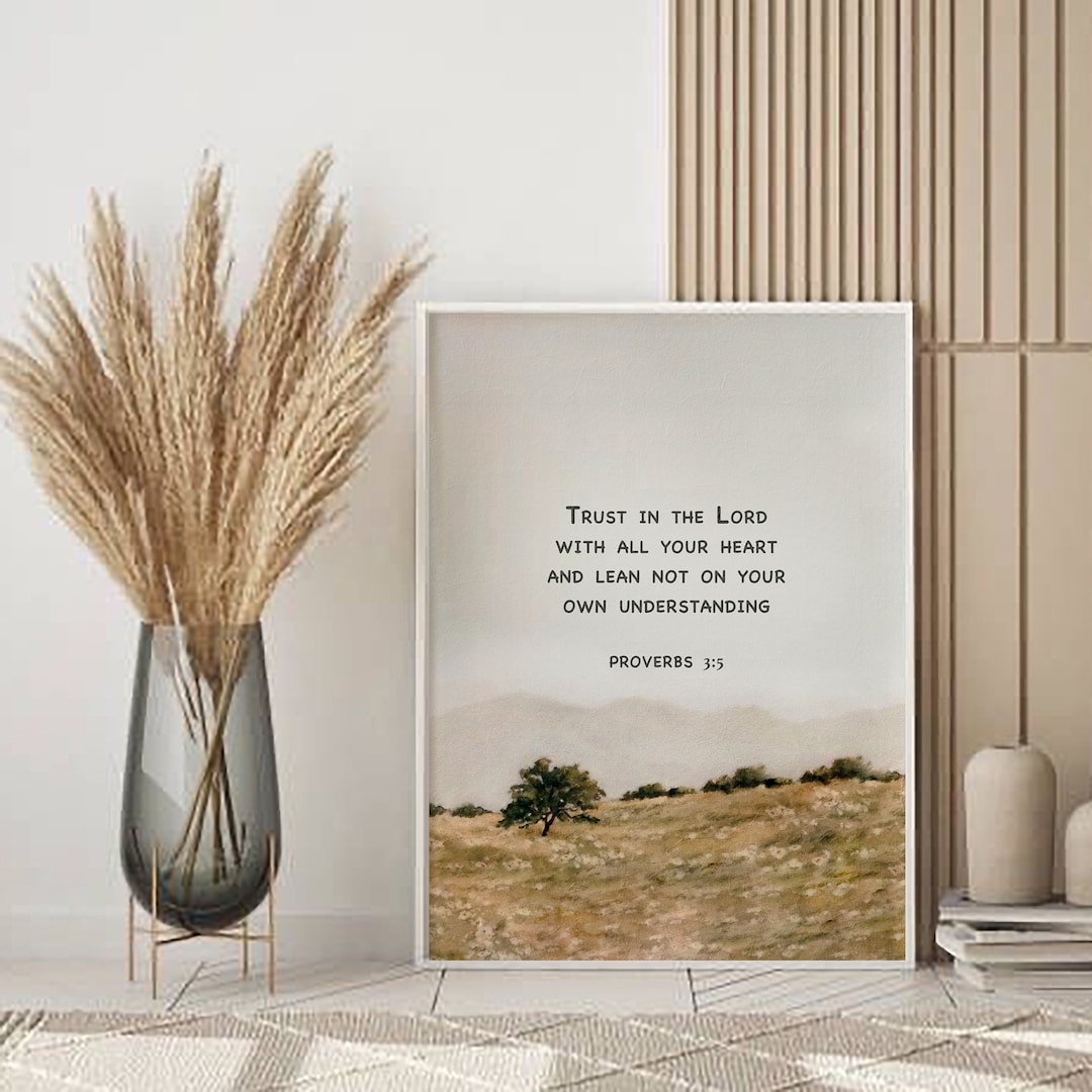 Proverbs 3:5 Bible Verse Print Poster, Vintage Field Landscape Art ...