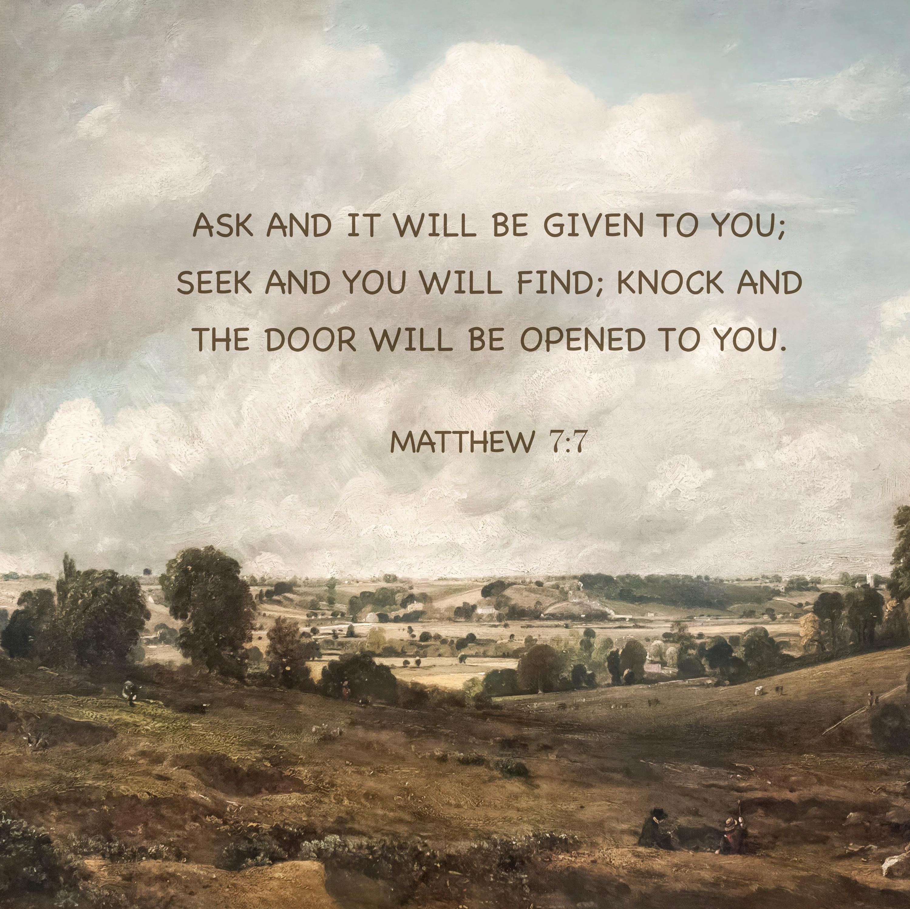 Matthew 7:7 Printable Christian Artwork Bible Verse, Vintage Abstract ...