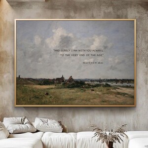 Matthew 28:20 Modern Christian Art Bible Verse Print Poster, Vintage ...