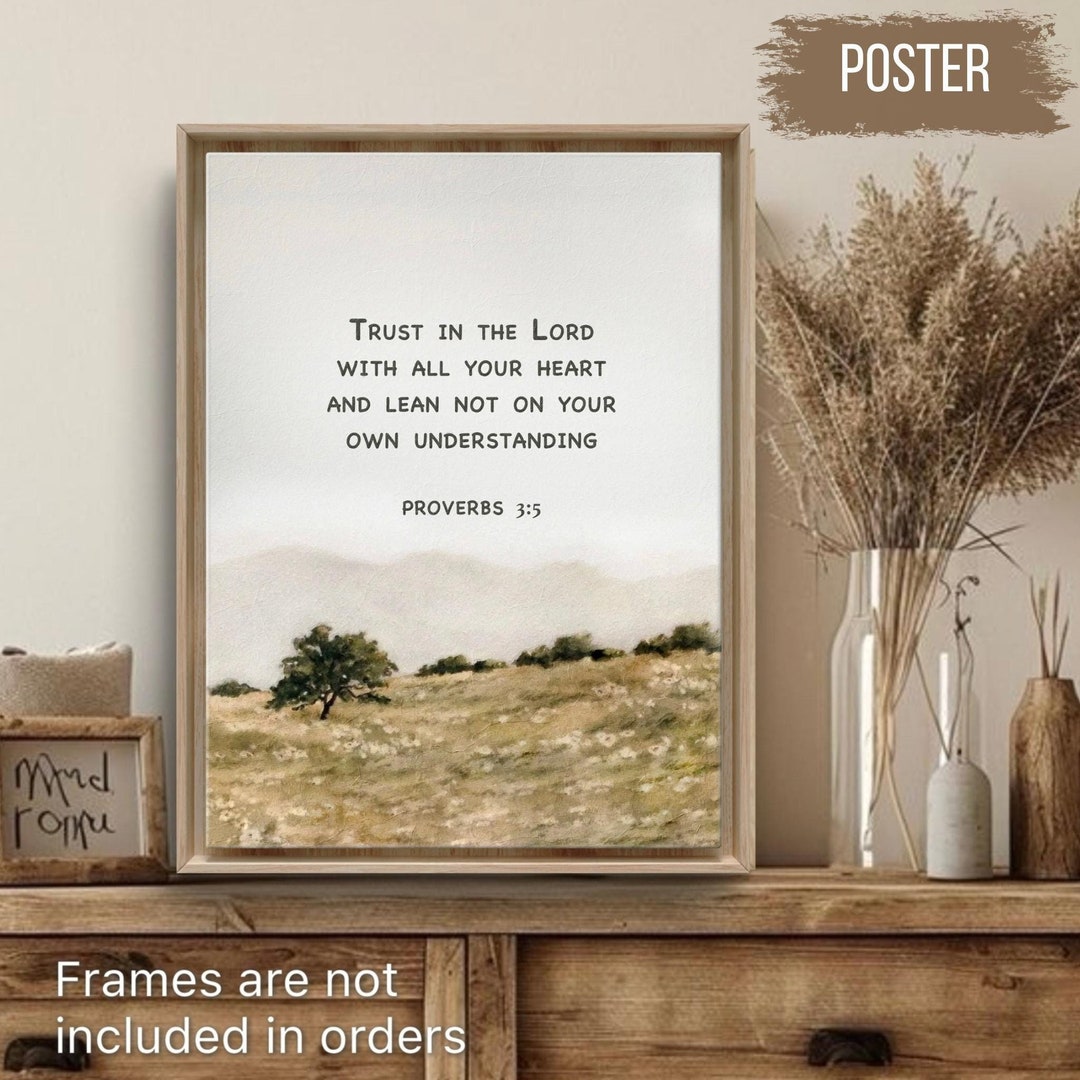 Proverbs 3:5 Modern Christian Art Bible Verse Print Poster, Vintage ...