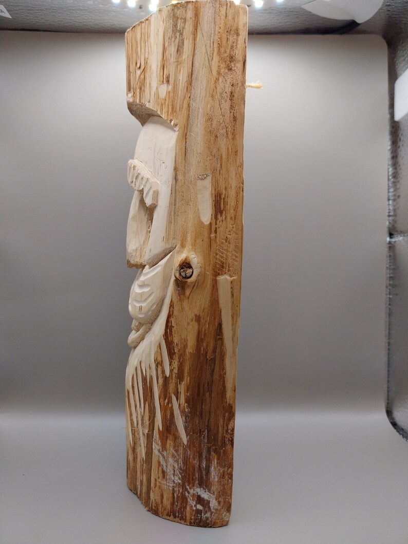 Handmade Wooden Face Sculpture, Artisan Interior Decoration, Unique and ...