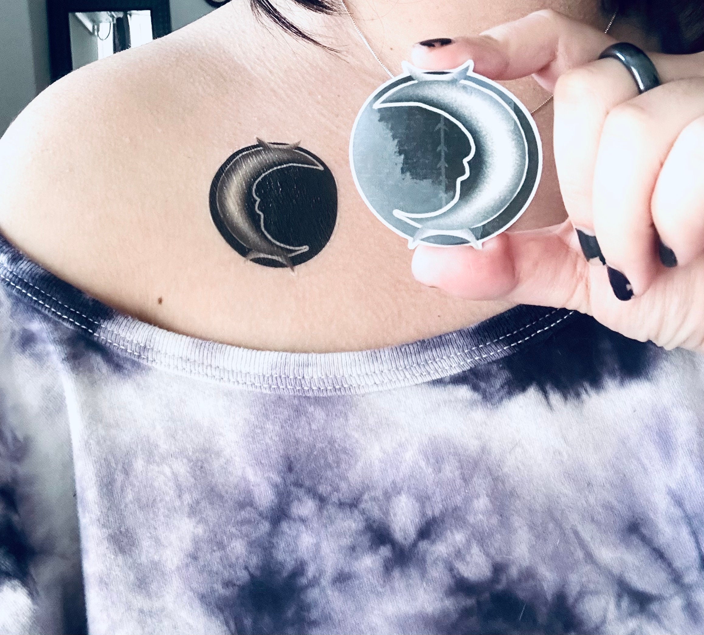 Crescent Moon Temporary Tattoo - Etsy