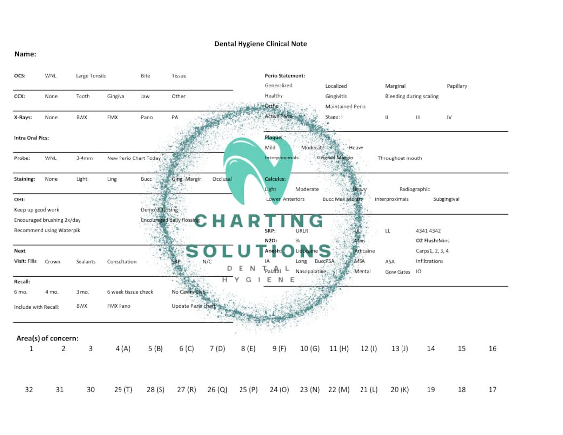 Template for Dental Hygiene Clinical Notes - Etsy