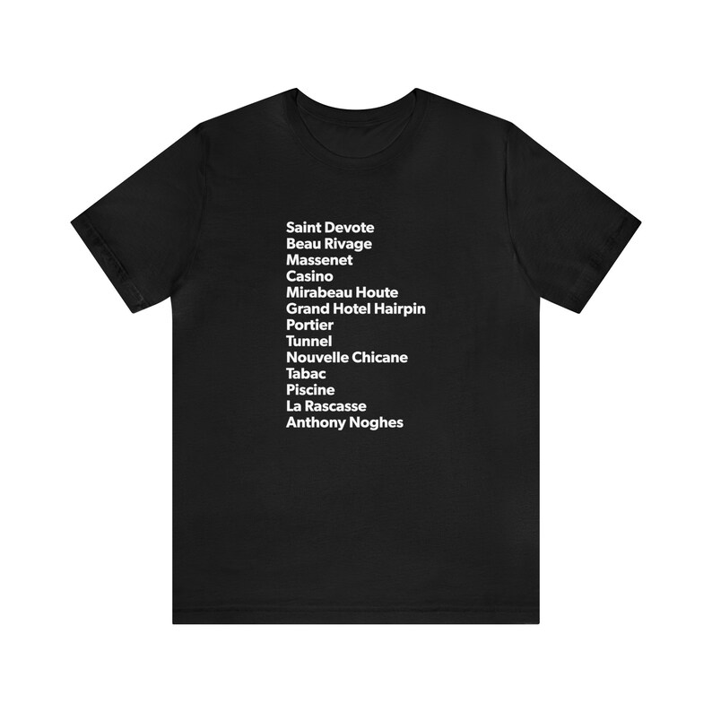 Monaco Circuit Corner Names Racing Tee, Motor Sports Shirt, Race Track ...