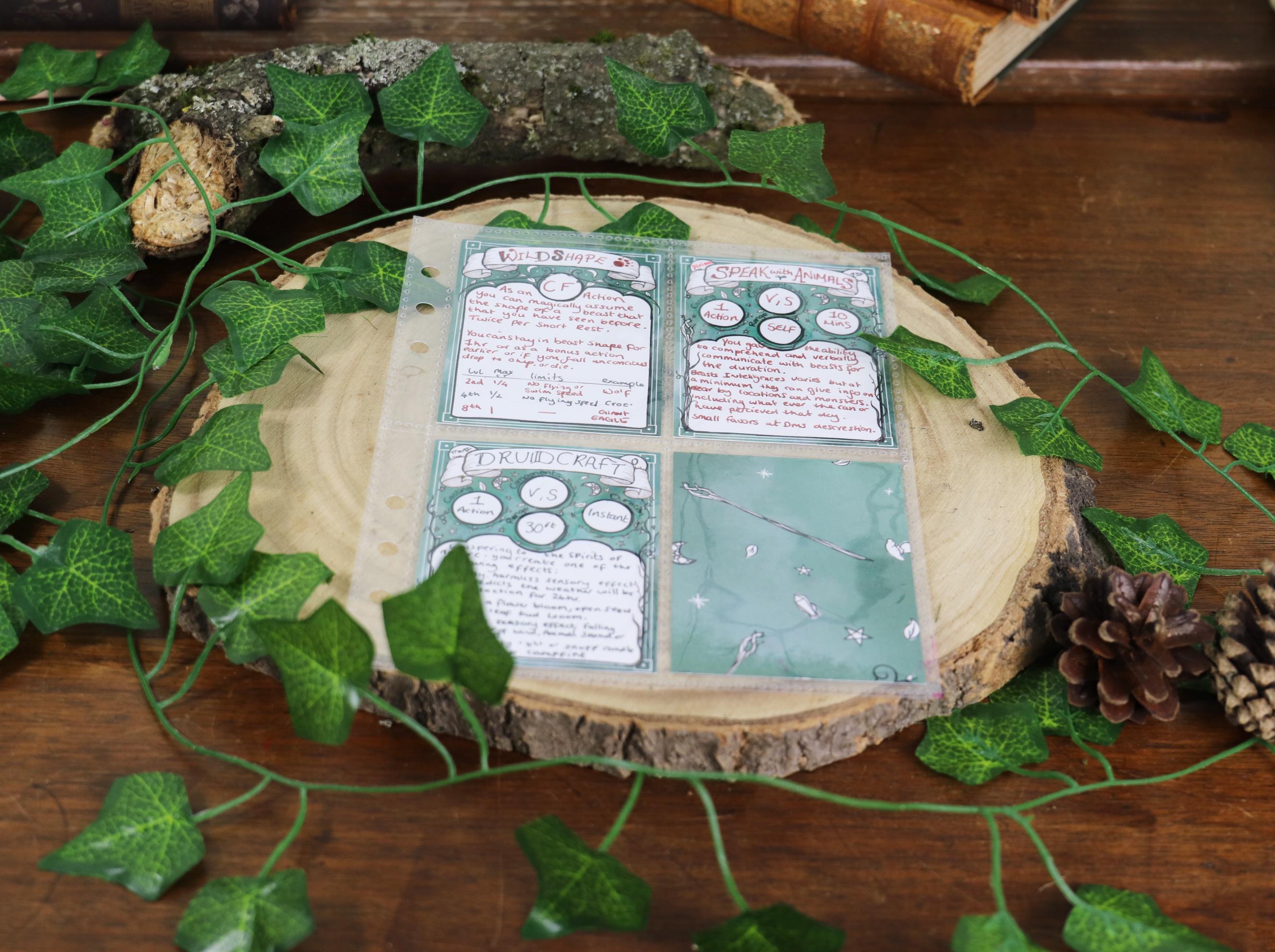 Dnd Spell Cards for Your Druid, Illustrated and Double-sided. Moon and ...