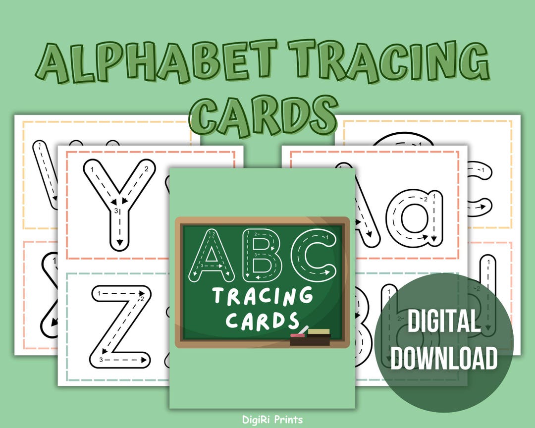 ABC Alphabet Letter Tracing Cards Printable Worksheet Flash Cards ...