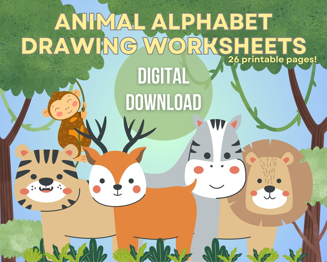 Animal Alphabet Learning Printable Worksheets Digital Instant Download ...