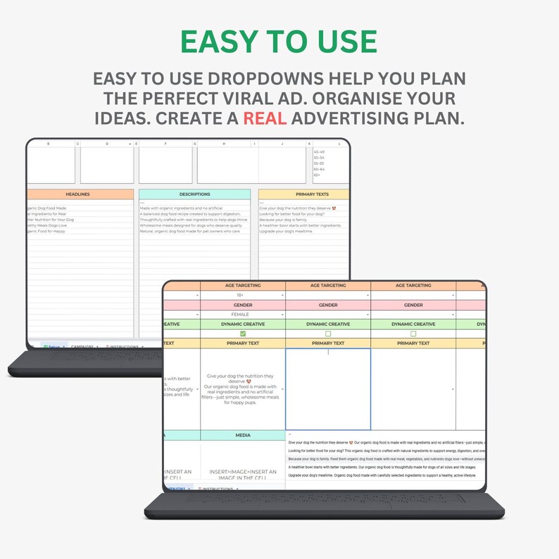 Facebook Ads Planner Google Sheets Spreadsheet Template Tracker - Etsy