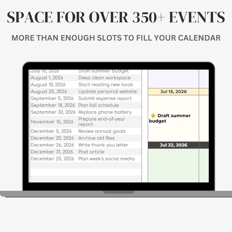 Upcoming Event Calendar Template Google Sheets Spreadsheet 2026 ...