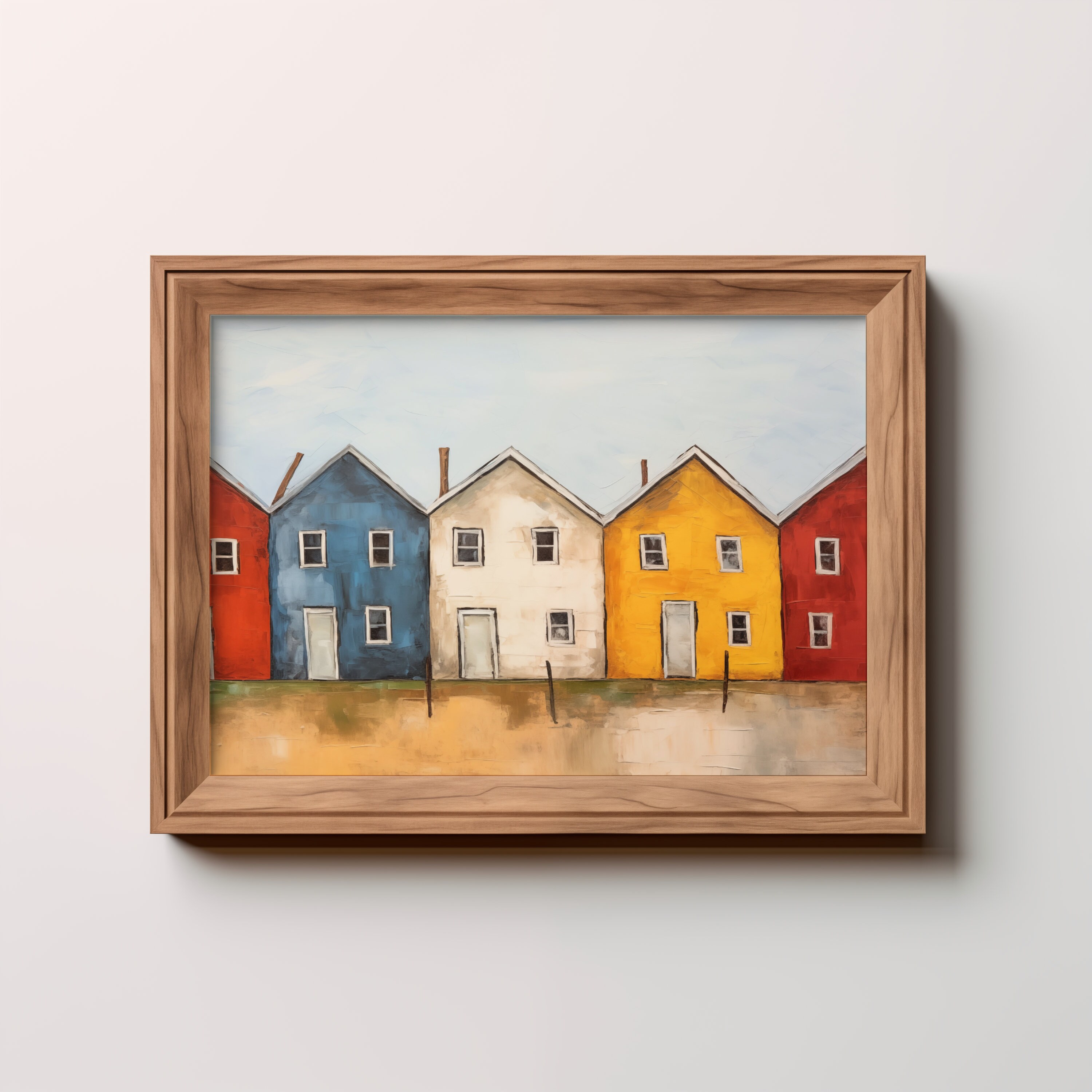 Printable Colorful Oil Painting| Oil Painting of Houses| Printable Oil ...