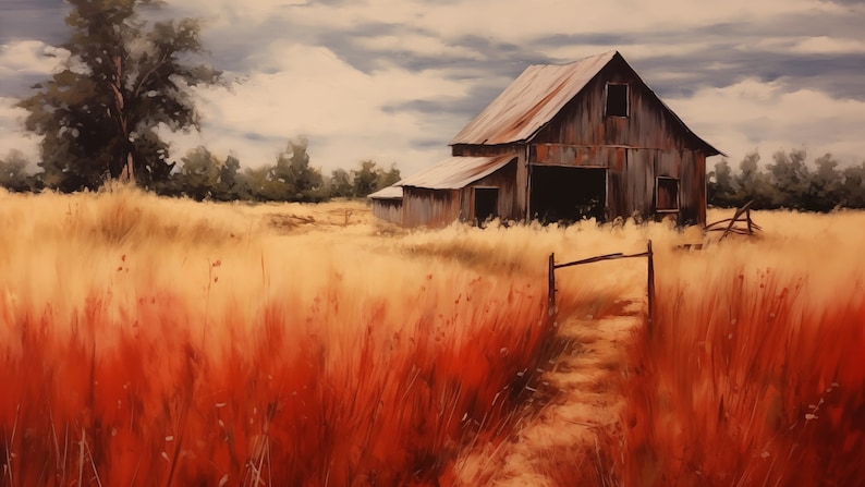 Printable Landscape Print, Barn in Field - Etsy