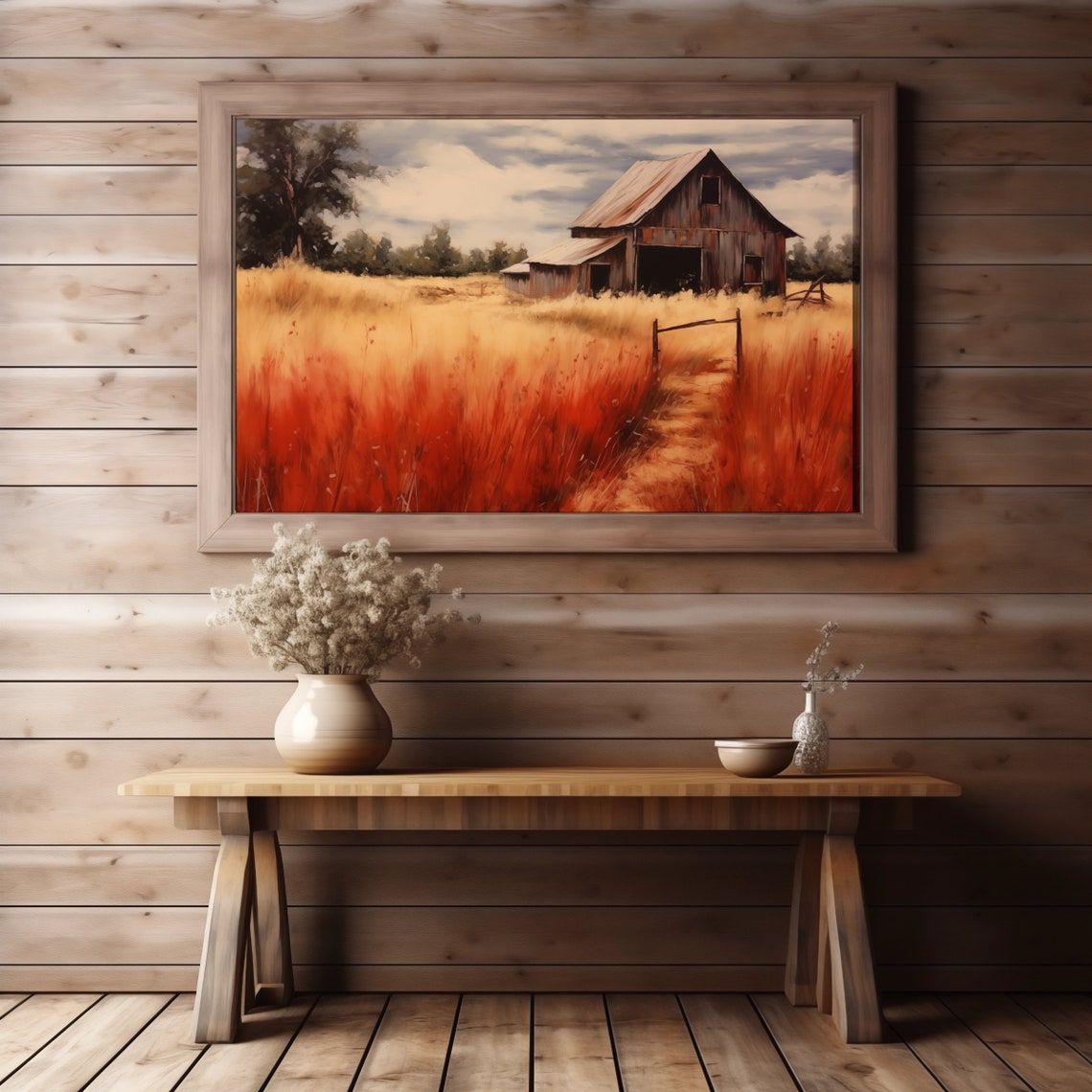Printable Landscape Print, Barn in Field - Etsy