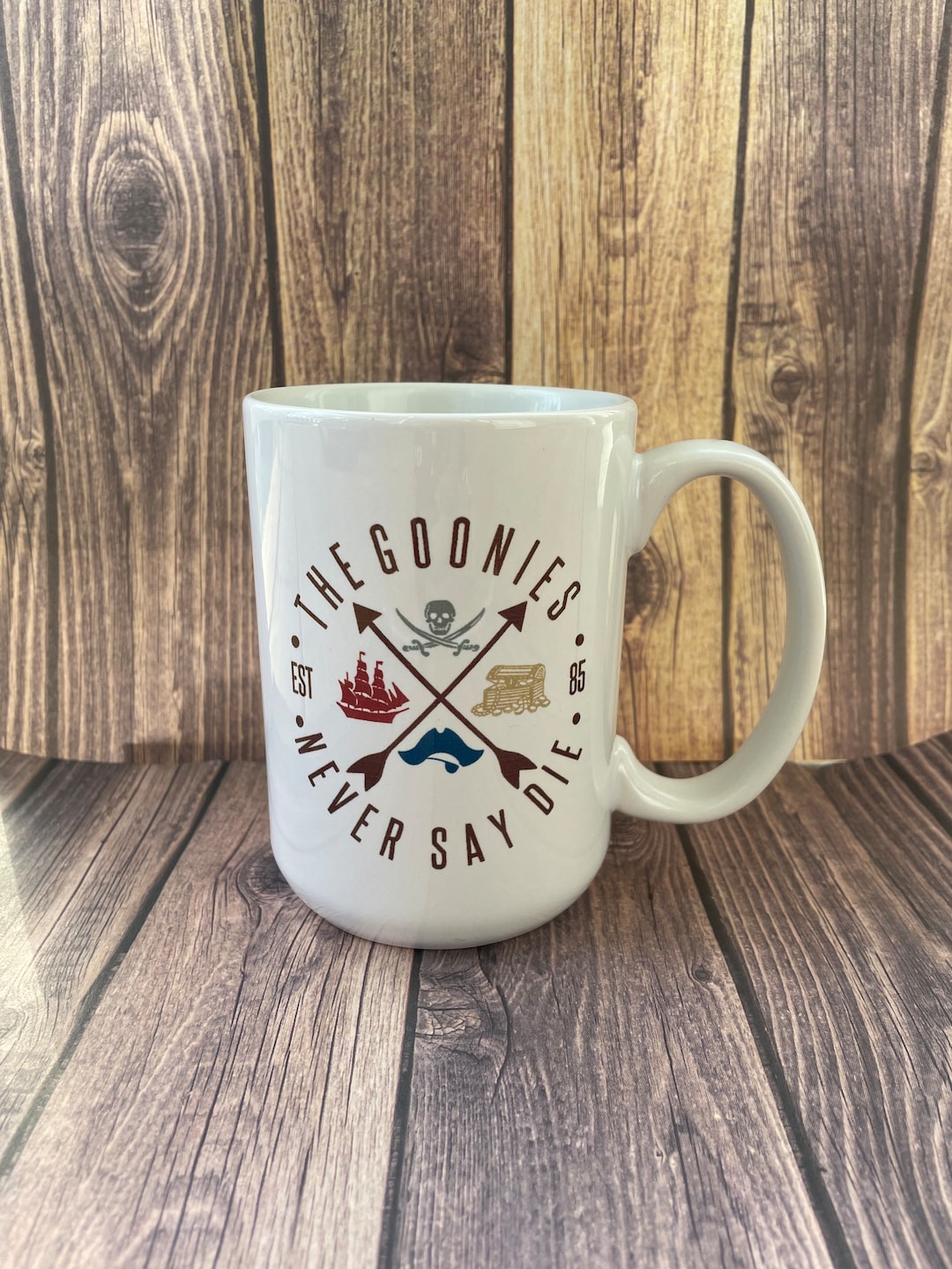 The Goonies-themed Mug (front and Back); Data, Chunk, Sloth, Fratellis ...