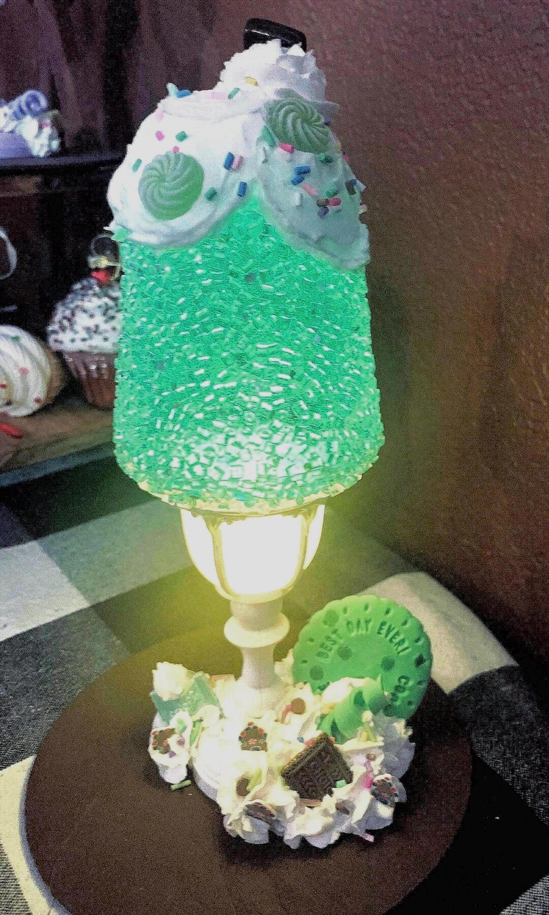 Green Gumdrop Nightlight, Table Display, Tiered Tray, W/fake Bake Decor ...