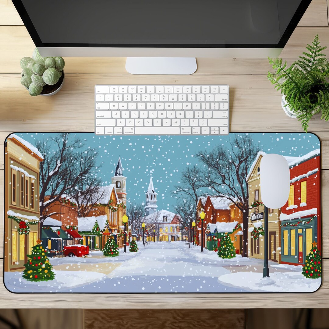 Christmas Desk Mat, Winter Desk Pad, Holiday Scene Extra Large Mouse ...