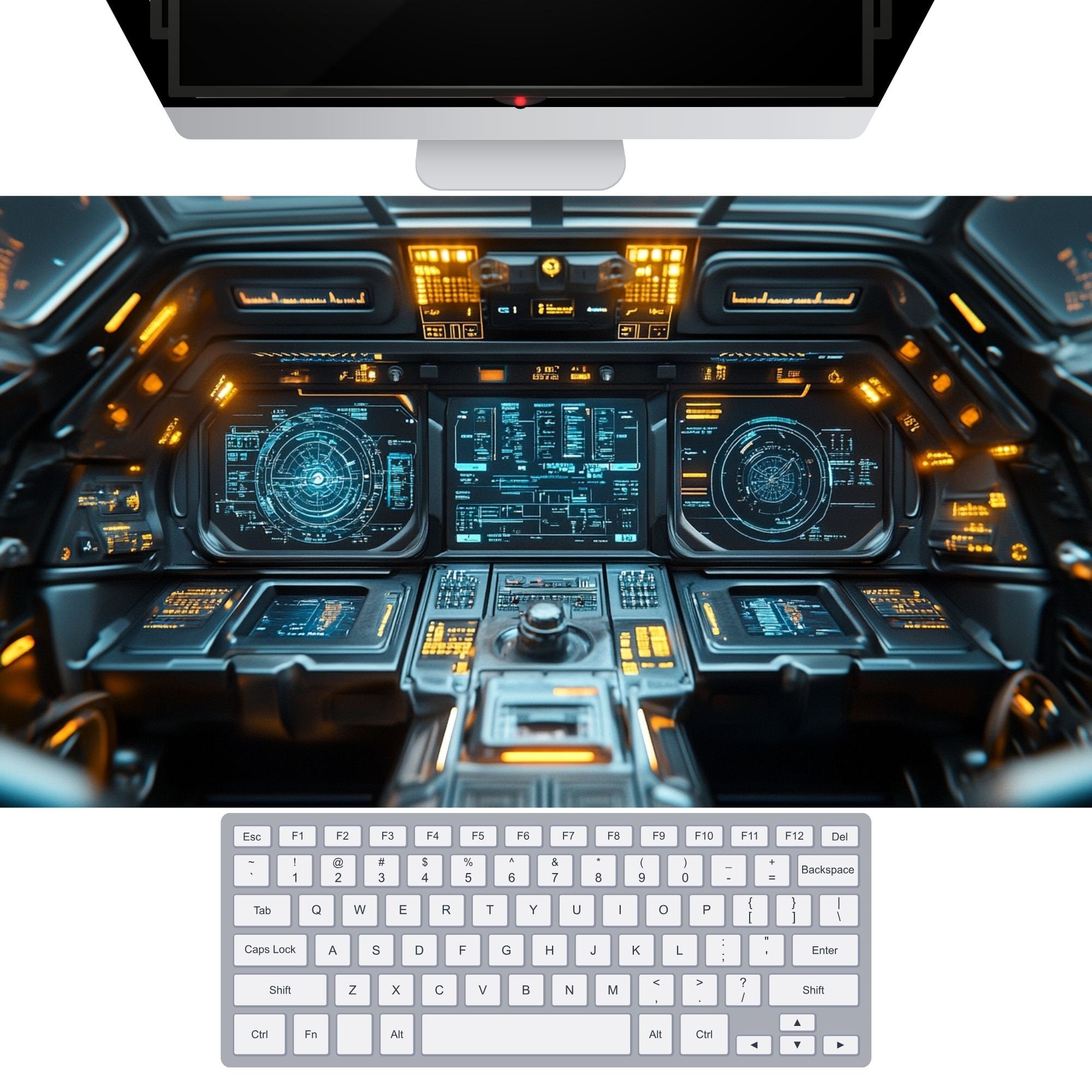 Flight Instrument Panel Desk Pad, Futuristic Style Desk Mat, Extra Long ...