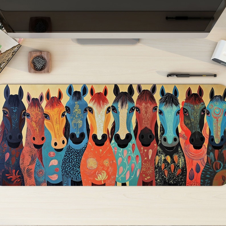 Western Horse Folk Art Desk Mat, Cute Cowgirl Gift, Horse Lovers Mouse ...